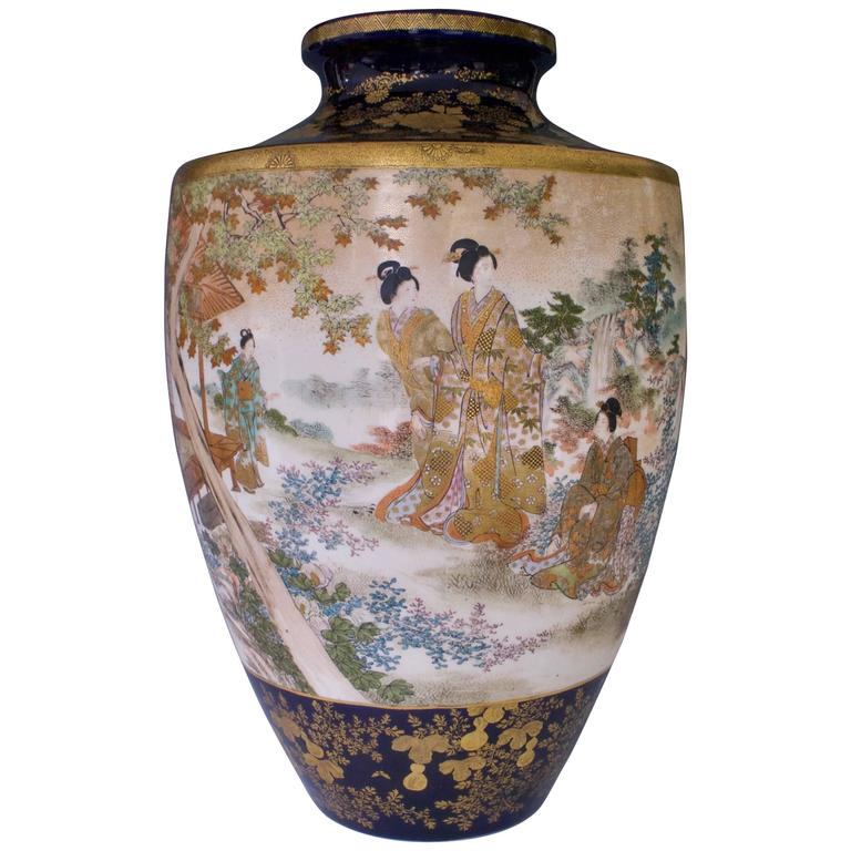 Large Japanese Satsuma Vase For Sale at 1stDibs