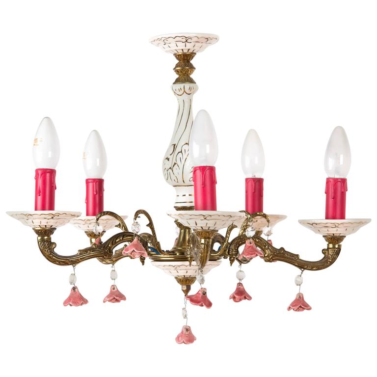 CERAMIC ROSES CHANDELIER, handmade ceramic from France at 1stDibs