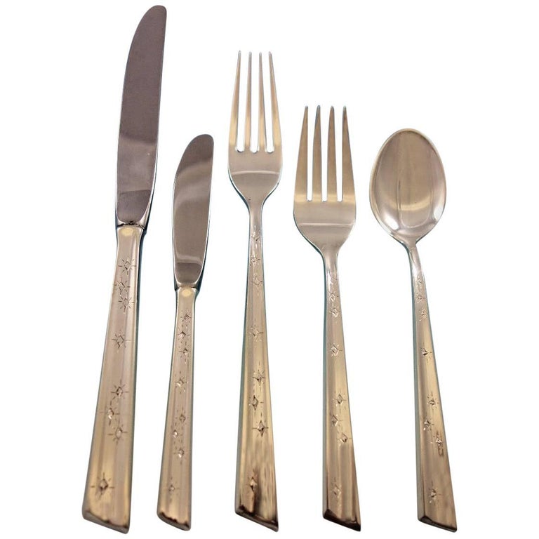 Diamond Star by Stieff Sterling Silver Flatware Set Service 59 Pieces ...