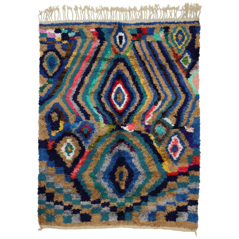 Vintage Berber Moroccan Silk Rug with Contemporary Abstract Style For ...