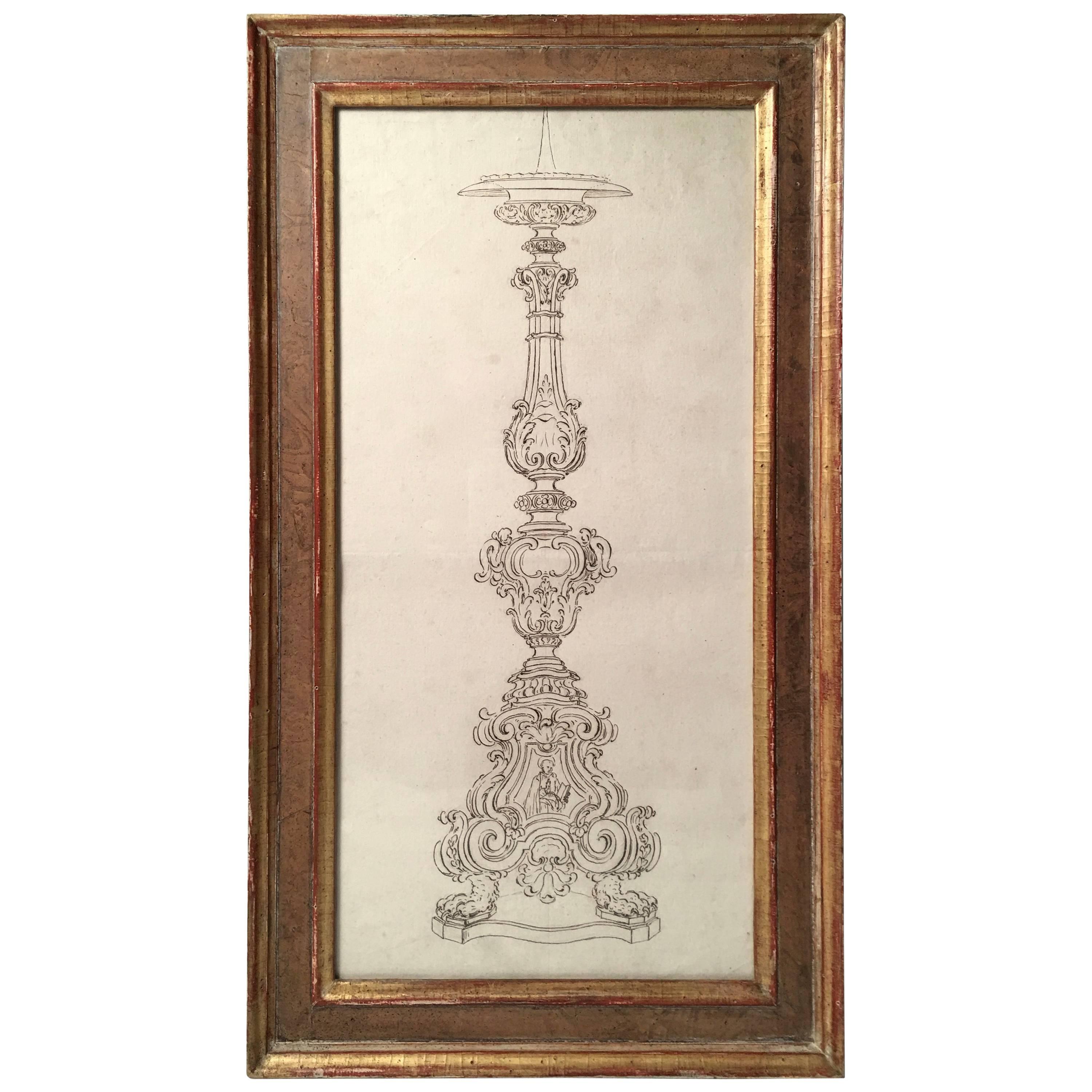 18th Century Italian Pen and Ink Baroque Candlestick Drawing at 1stDibs ...