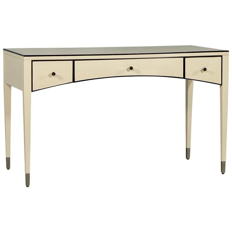 Cream Lacquered Traditional Writing Desk at 1stDibs