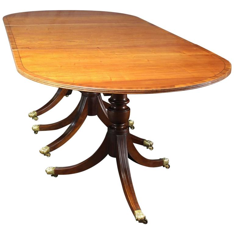 George III Style Triple Pedestal Dining Table For Sale at 1stDibs