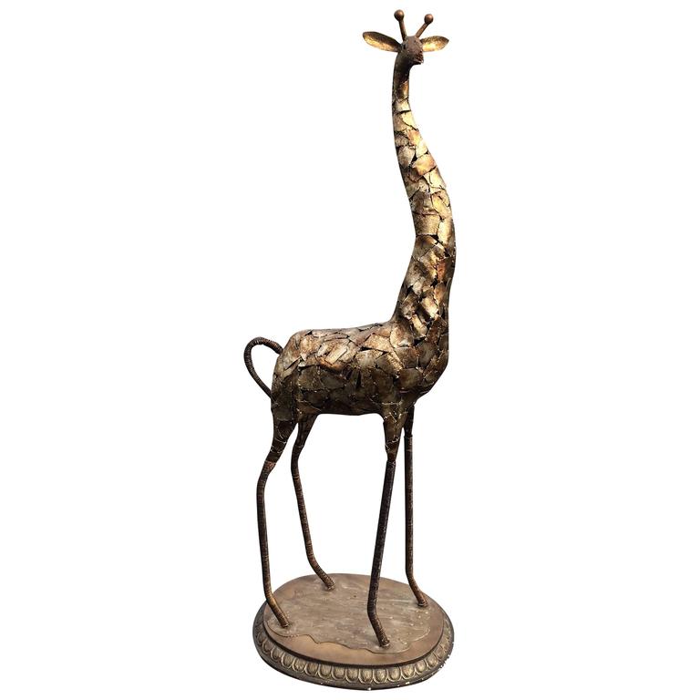 Brutalist Metal Giraffe Statue at 1stDibs