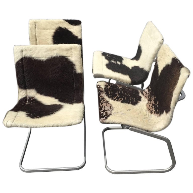 Set of Four Cowhide Chairs at 1stDibs
