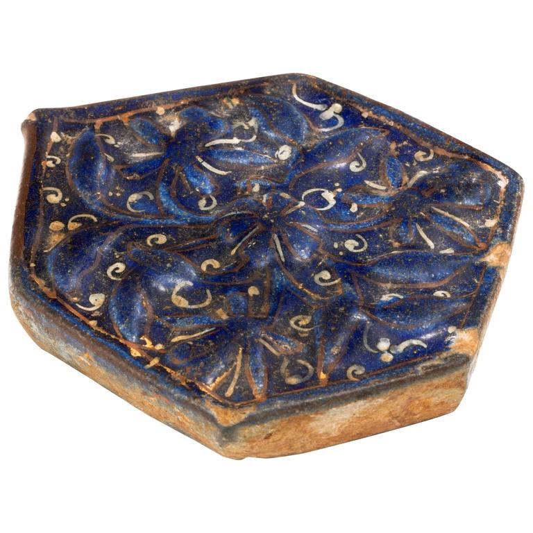 Ilkhanid Ladjvardina Six-Sided Tile at 1stDibs