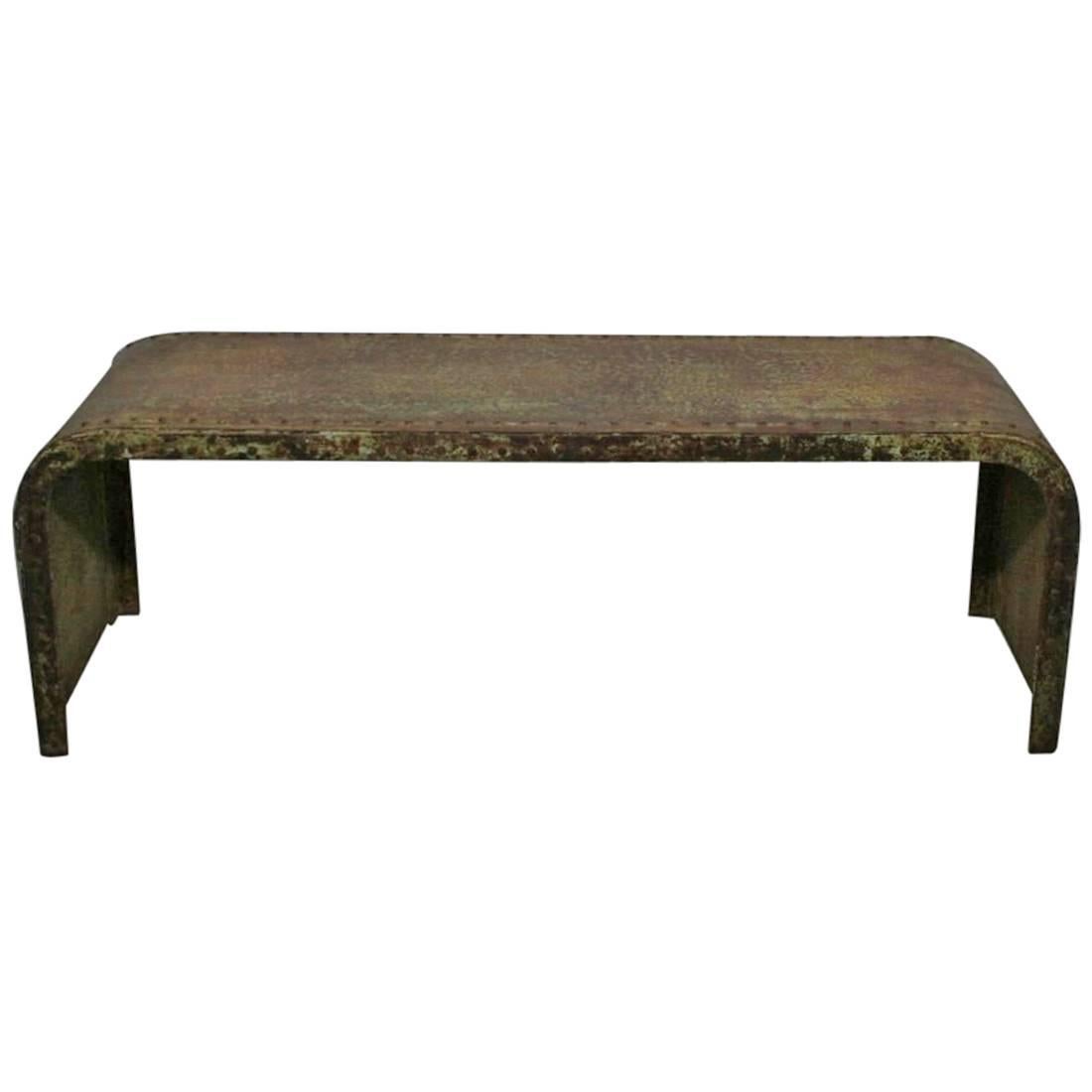 French Industrial Riveted Steel Coffee Table at 1stDibs