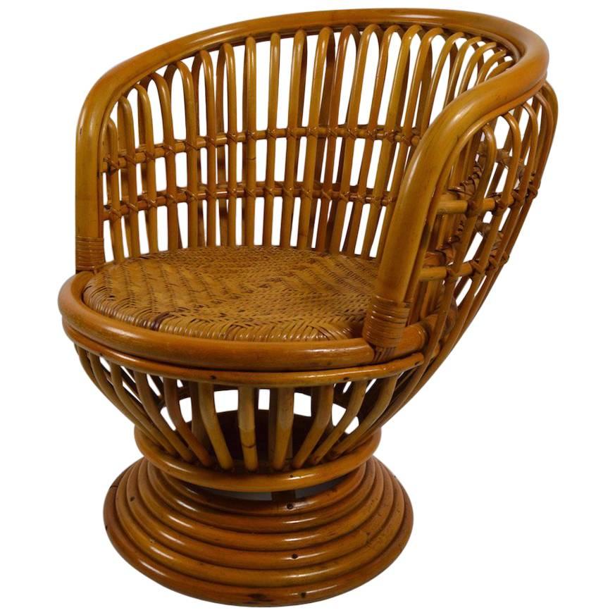 Bamboo Swivel Tilt Lounge Chair at 1stDibs