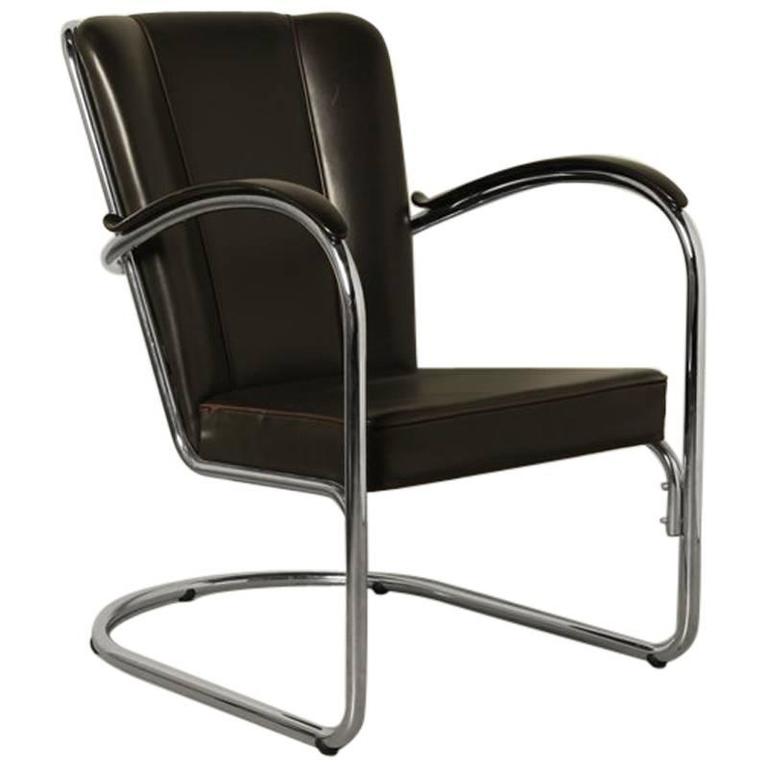 Gispen 412 Tubular Chrome Armchair at 1stDibs