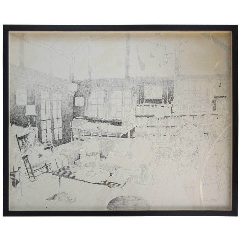 Interior Drawing by Whitney Lee Savage For Sale at 1stDibs