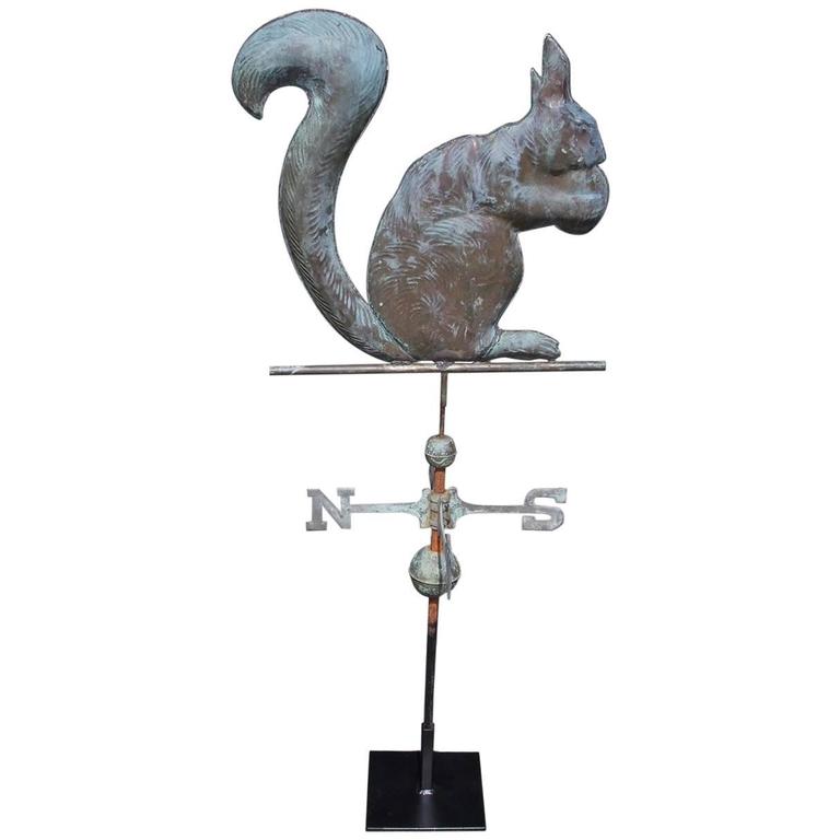 American Copper Full Bodied Squirrel Directional Weathervane, Circa ...
