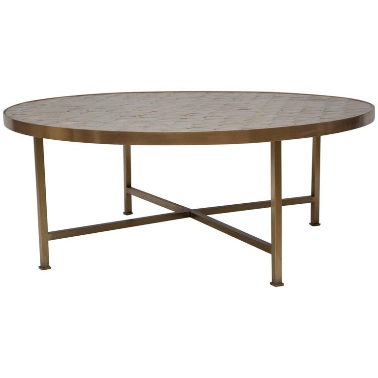 Capiz Shell and Brass Coffee Table in the Manner of Billy Haines at 1stDibs