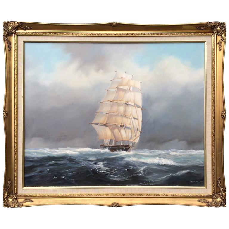 "Clipper at Full Sail" by David Bell Nautical Painting at 1stDibs ...