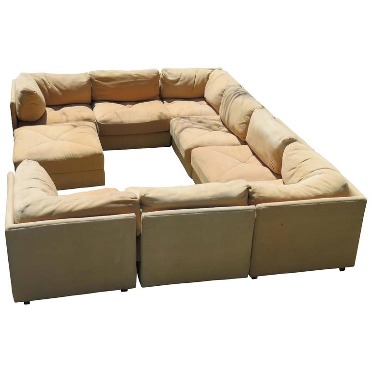 Huge Milo Baughman Style Ten-Piece Section Sofa Pit Mid-Century Modern ...