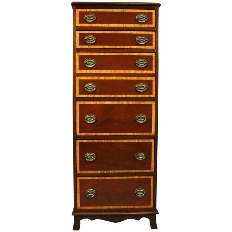 Vintage English Banded Mahogany and Satinwood Lingerie Chest, circa ...