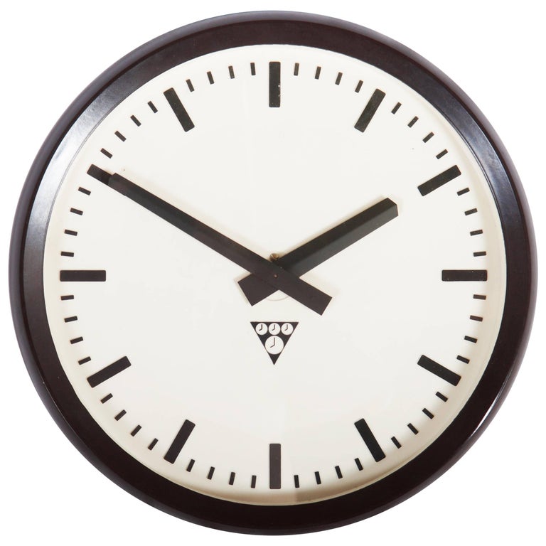 Bakelite Industrial Factory Wall Clock by Pragatron at 1stDibs