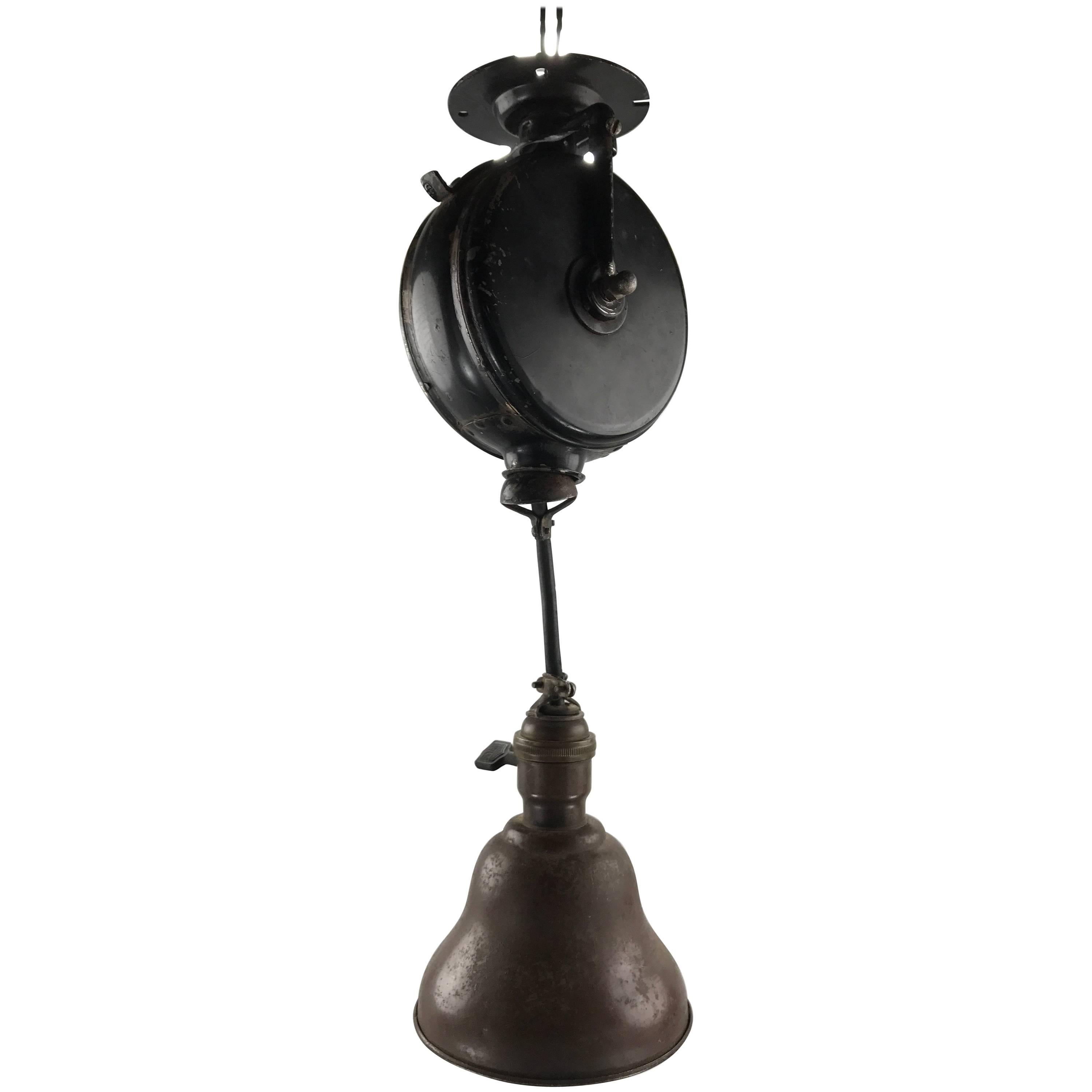 Early Industrial Retractable Hanging Task Lamp by Reelite Appleton ...