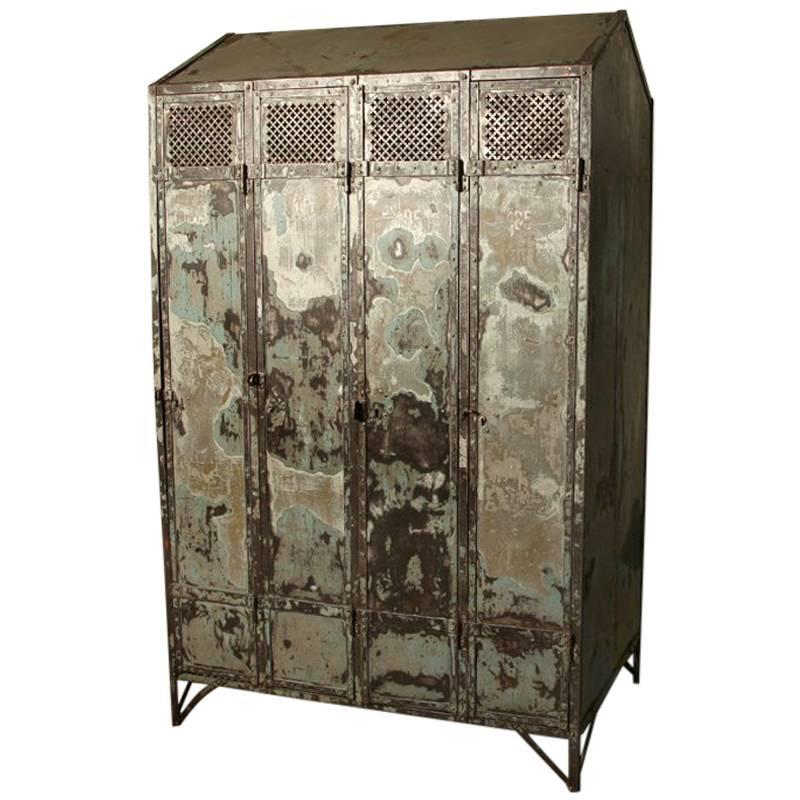 Antique Pre-War Steel Locker For Sale at 1stDibs
