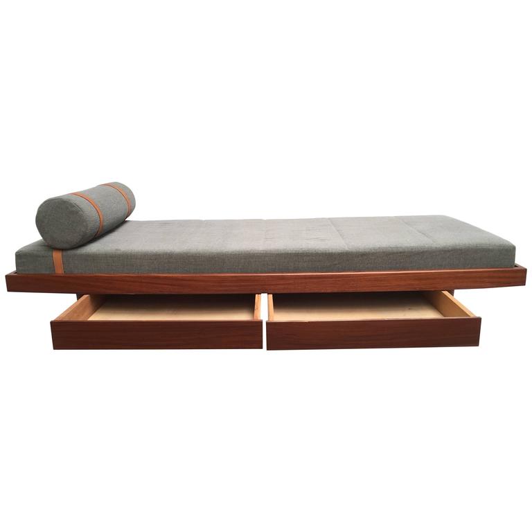 1960s Teak Scandinavian Daybed and Storage with New De Ploeg Wool ...