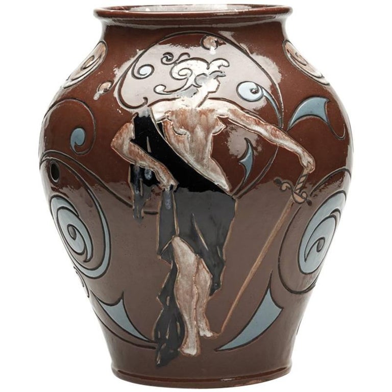 Émile Gallé Clytemnestra Brown Art Pottery Vase, circa 1900 at 1stDibs