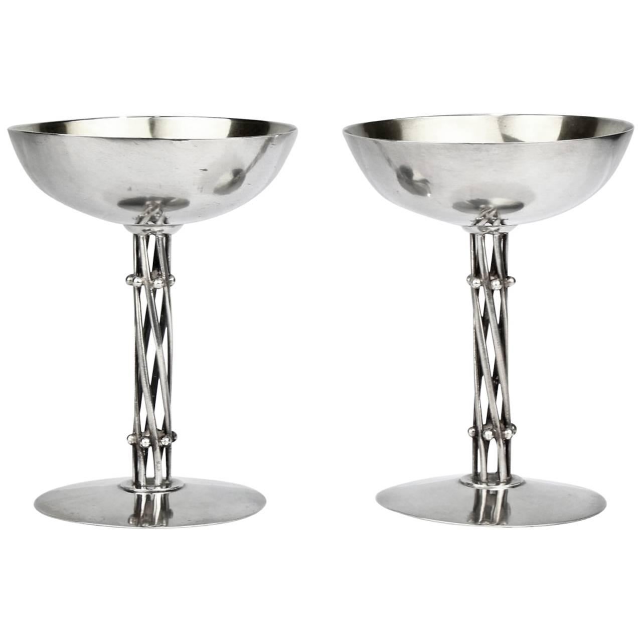 Pair of Handmade William Spratling Sterling Silver Champagne Stems or ...