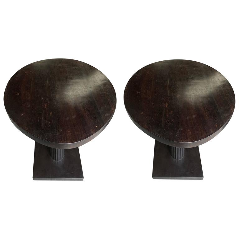 Very Rare Pair of Solid Ebony Egg Tables For Sale at 1stDibs