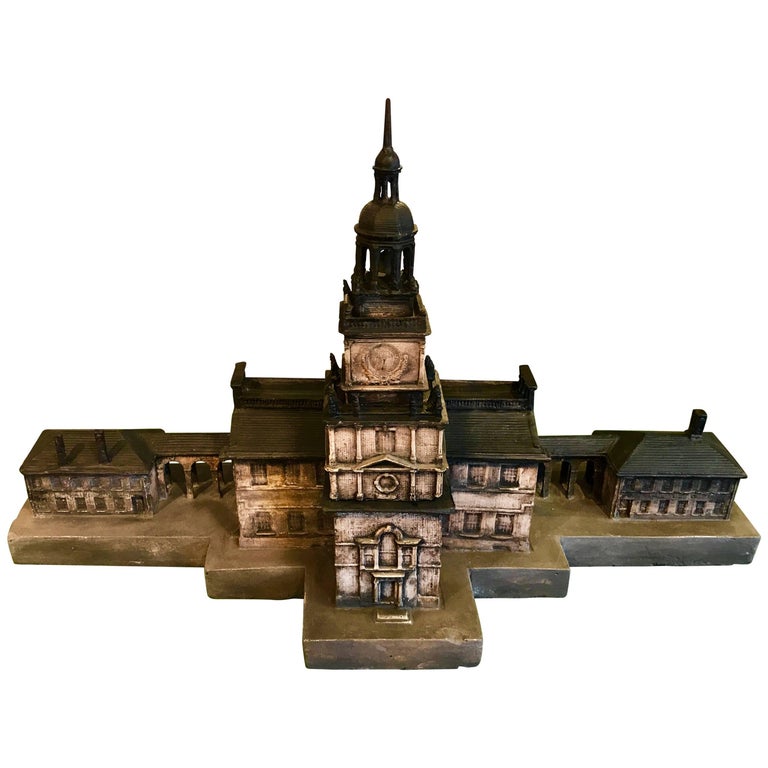 Vintage Polychromed Plaster Architectural Model of Independence Hall ...