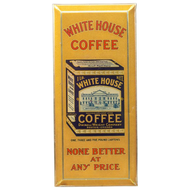 Tin Sign "White House Coffee" For Sale at 1stDibs