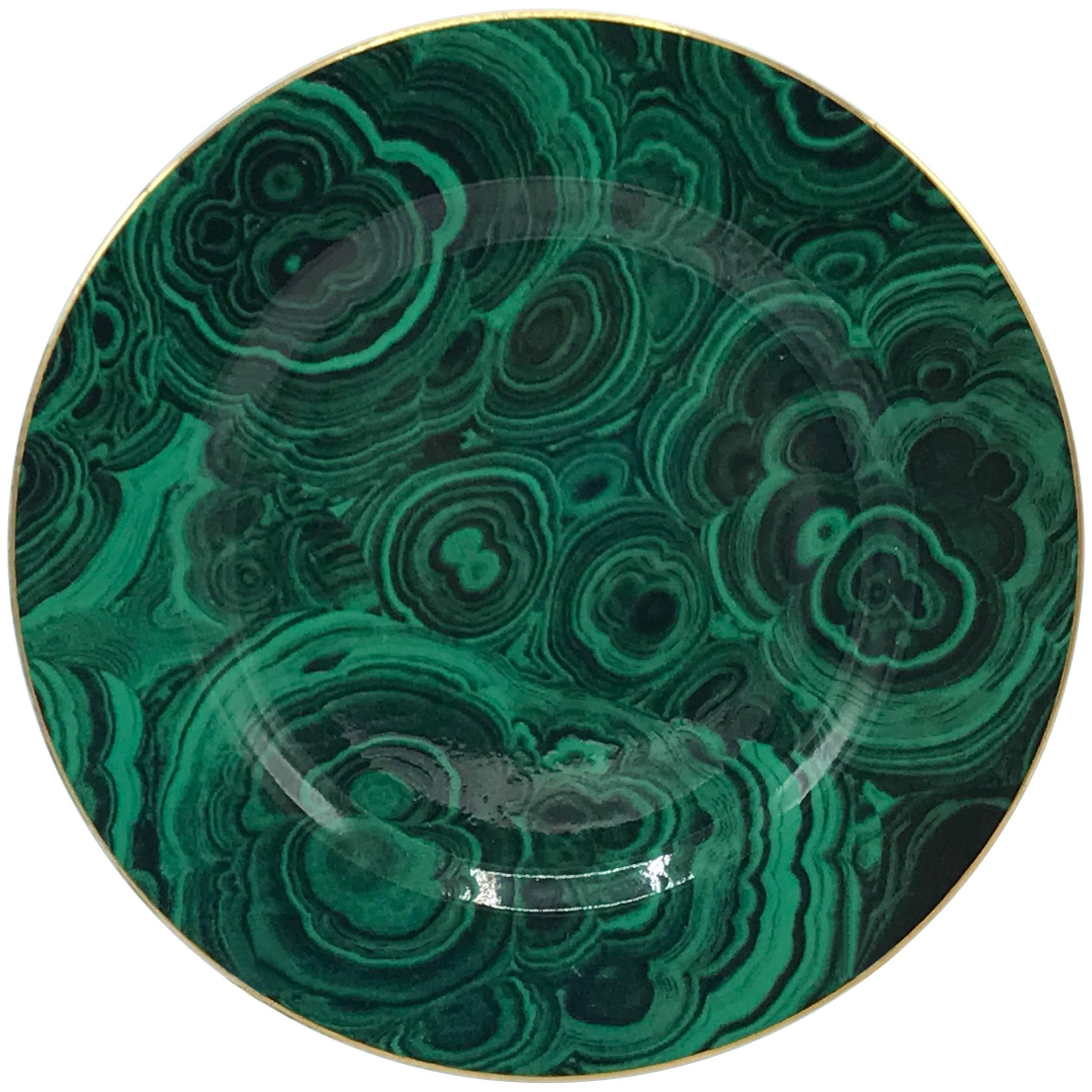 1980s Neiman Marcus Malachite Dessert Plates, Set of Four at 1stDibs