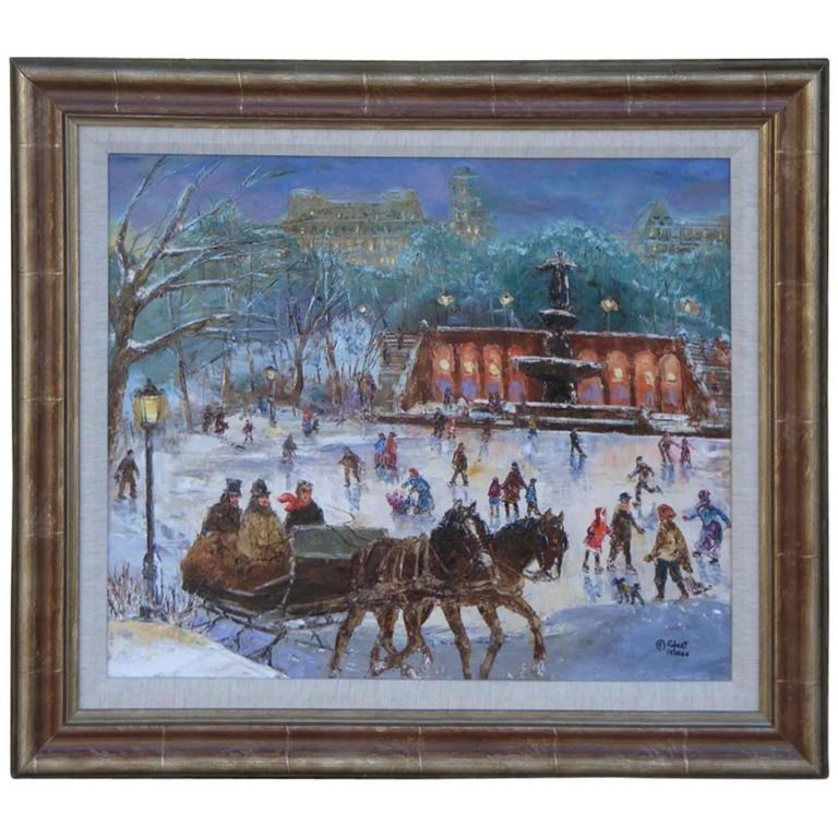 New York City Central Park in Winter Painting by Robert Lebron, 1928 ...