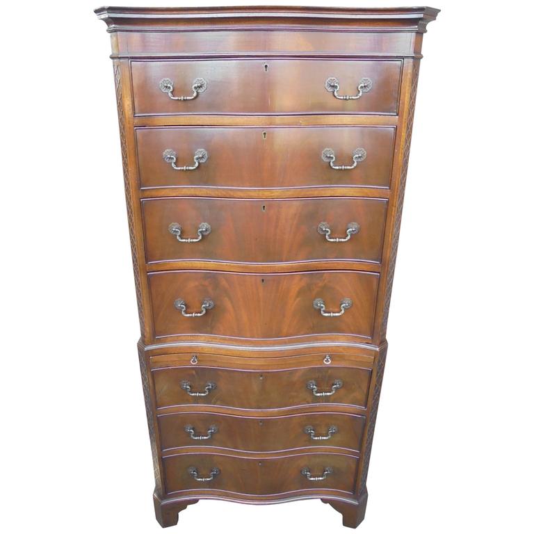 Antique Mahogany Serpentine Chest on Chest at 1stDibs