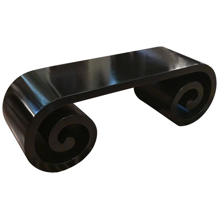Very Chic Black Scroll Motife Mid-Century Modern Coffee Table at 1stDibs