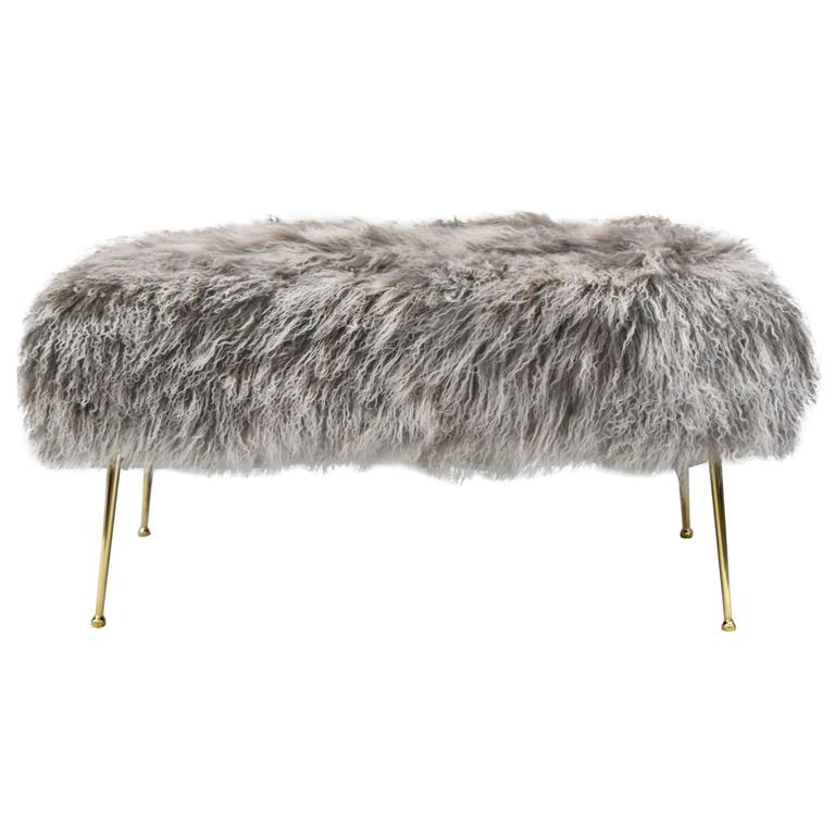 Custom Mongolian Fur Vivier Ottoman For Sale at 1stDibs