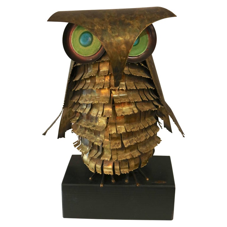 Curtis Jere Brass Owl Sculpture, circa 1969 at 1stDibs