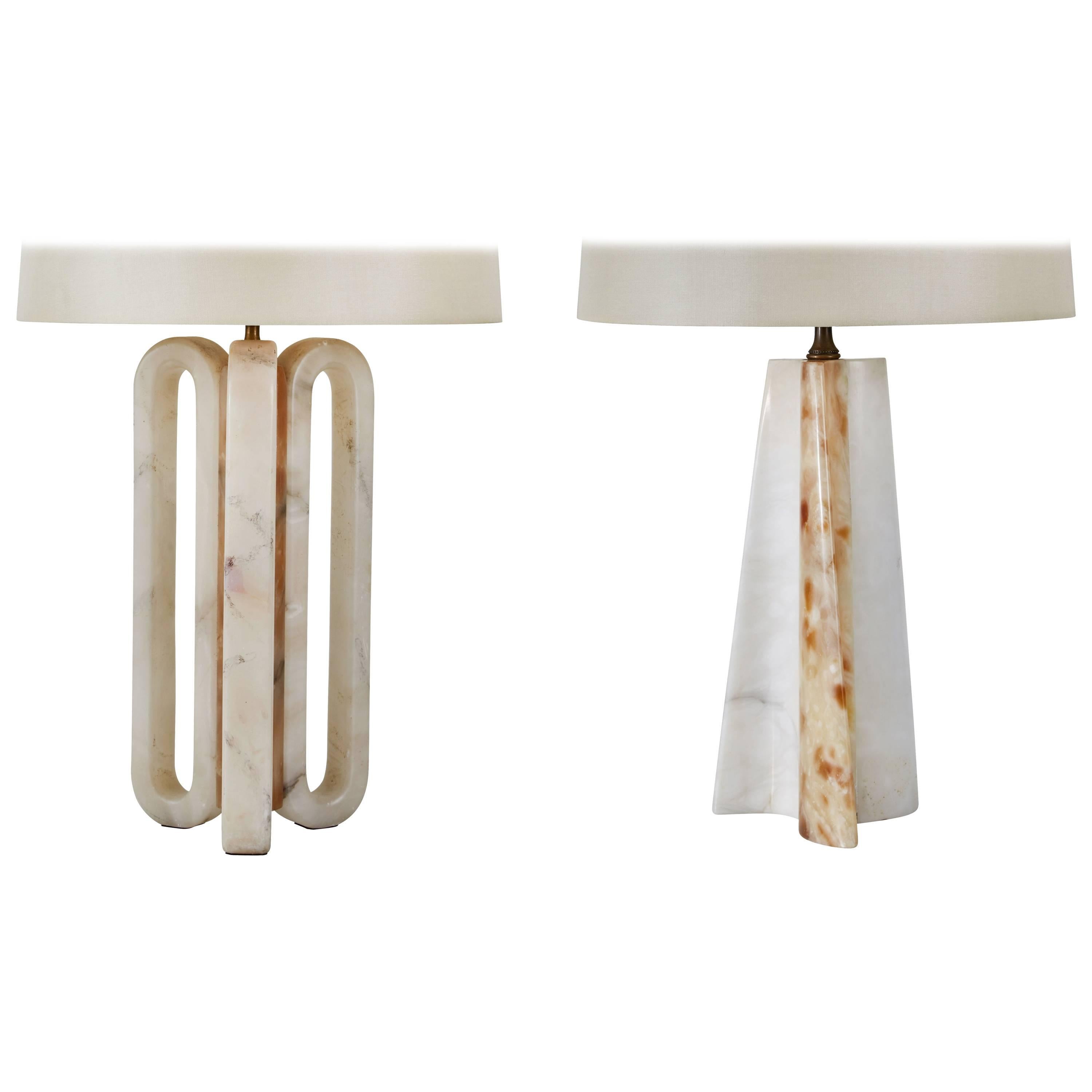 Unique Pair of Marble Table Lamps at 1stDibs