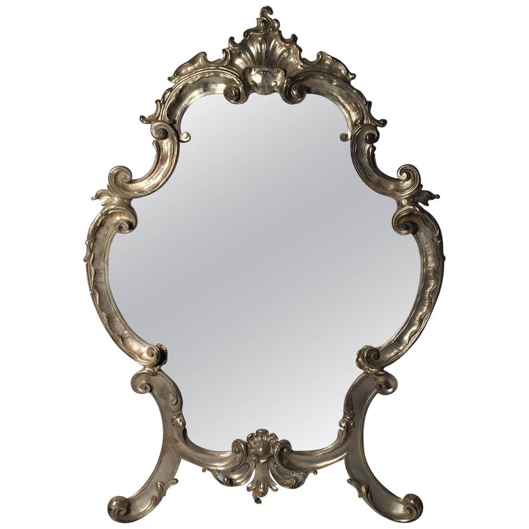 Hollywood Regency Large Italian Rococo Easel Back Table Mirror in ...