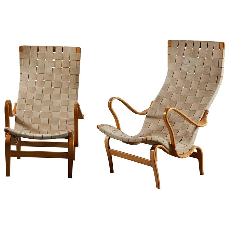 Pair of Pernilla Lounge Chairs by Bruno Mathsson at 1stDibs