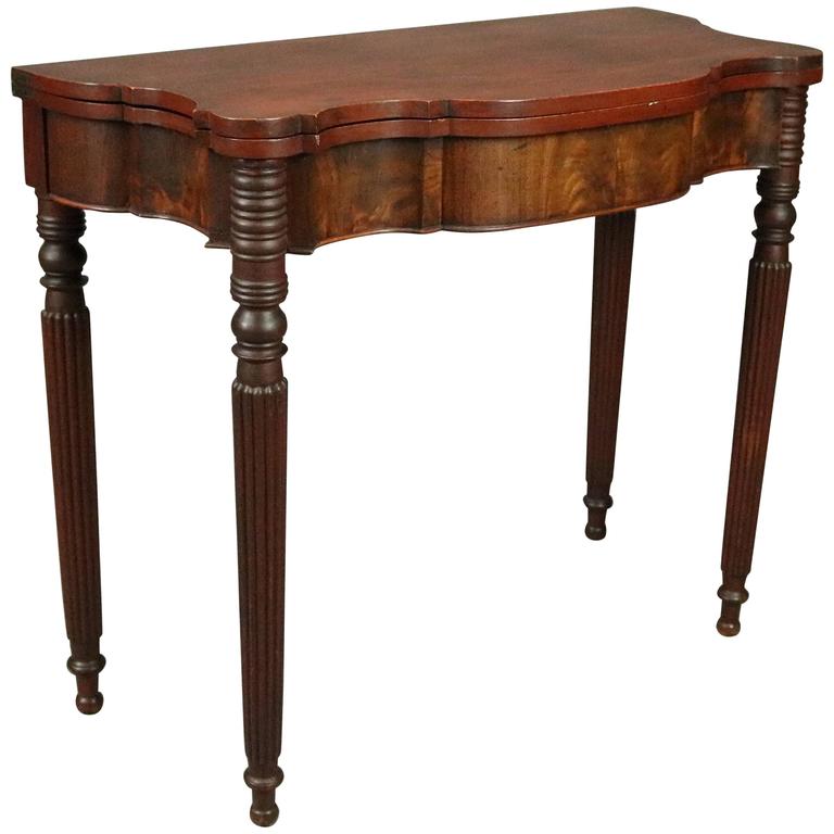 Antique Sheraton McIntyre School Flame Mahogany Game Table, circa 1820 ...