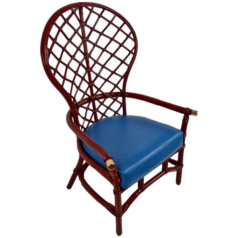 High Fan Back Woven Wicker Chair by Ficks Reed For Sale at 1stDibs