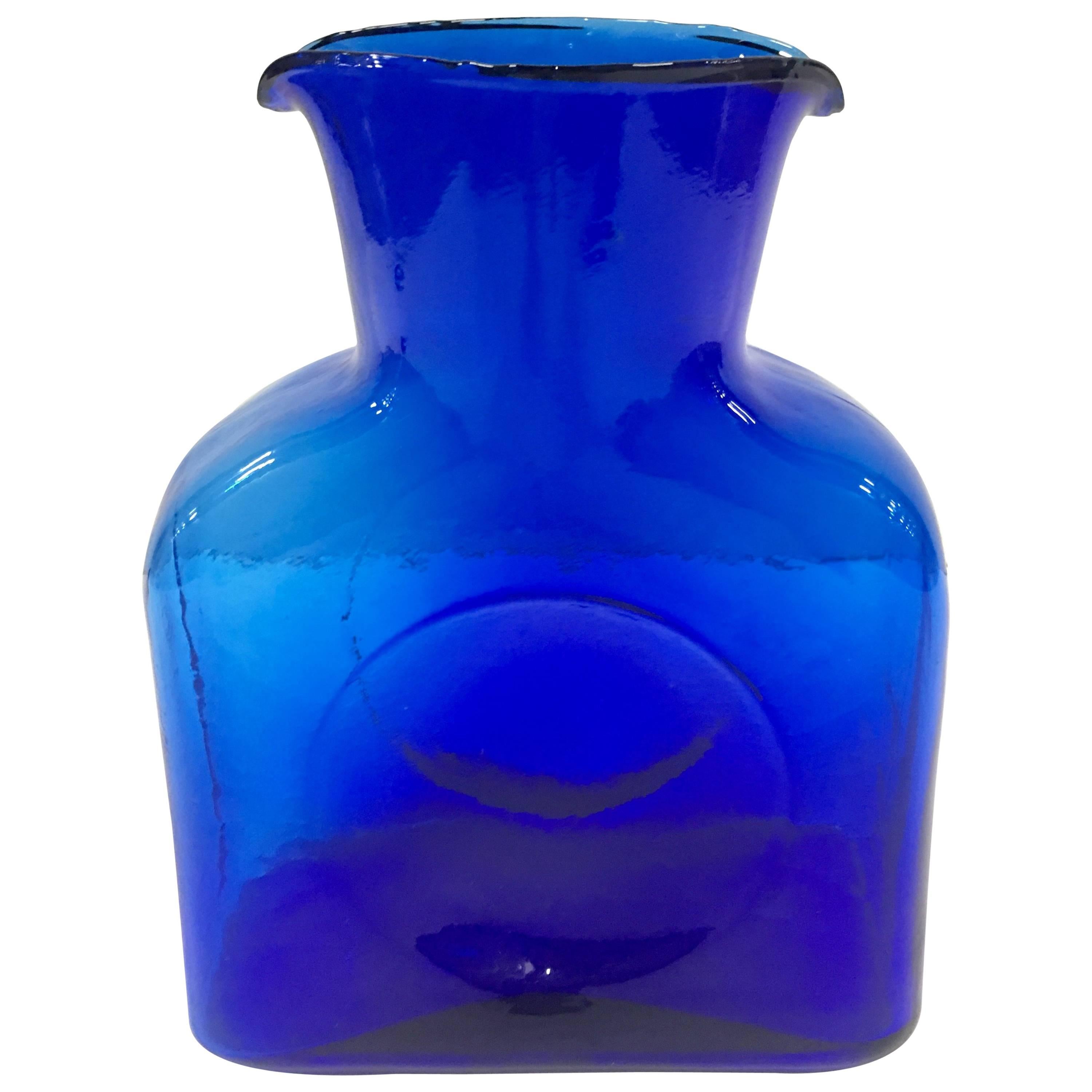 MCM Blenko Glass Electric Blue Pitcher Ayanawebzine