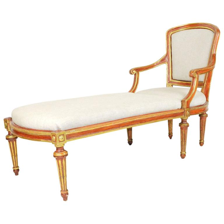 French Directoire Style Painted and Parcel Gilt Chaise Lounge For Sale ...