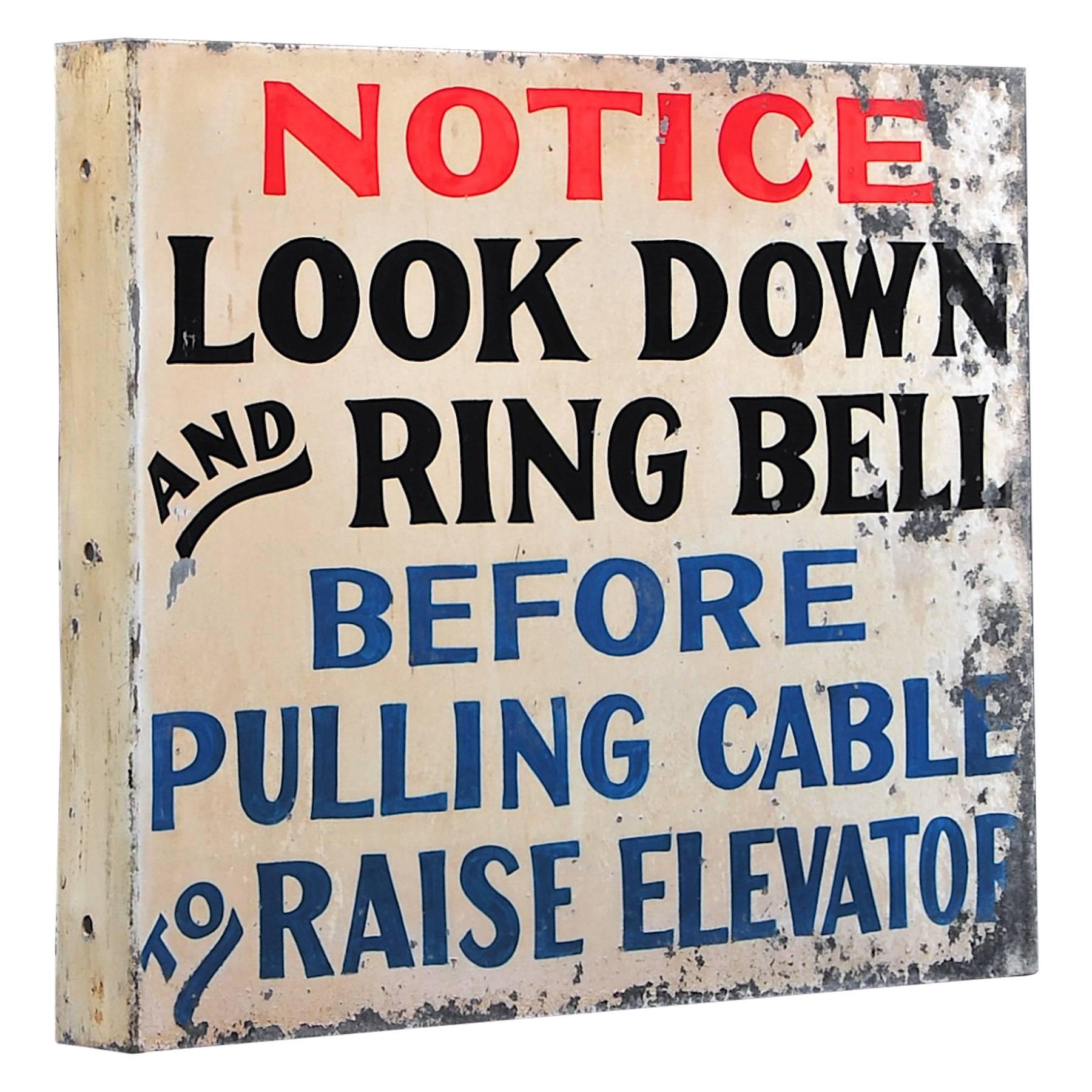 Vintage Industrial Hand-Painted Steel Lift Elevator Wall Mount Sign at ...