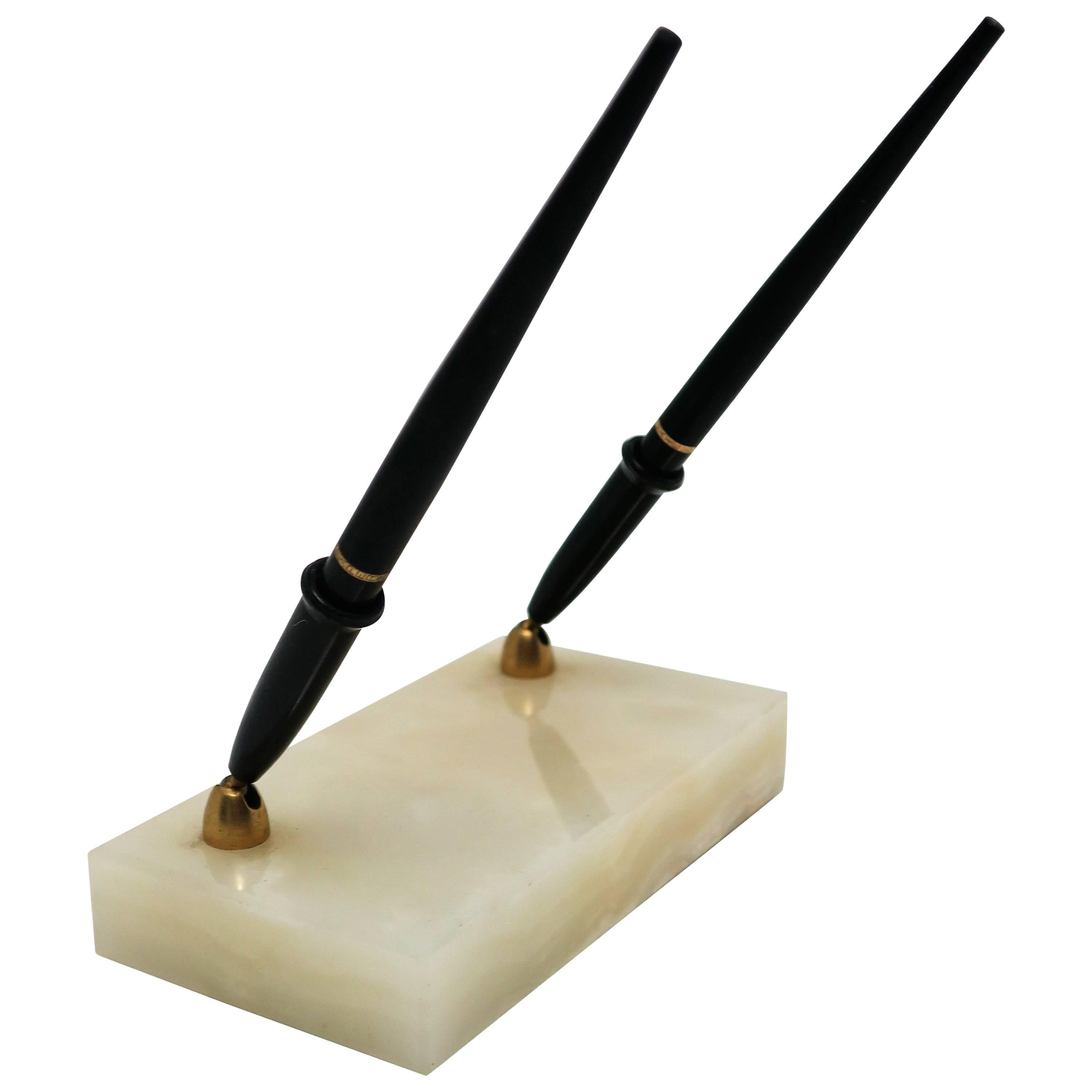 Modern Onyx Marble Pen Desk Set, ca. 1970s For Sale at 1stDibs