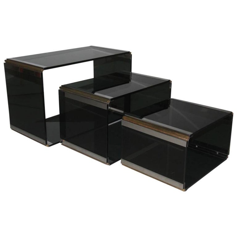 Stainless Steel Coffee Tables and Romeo Rega Design Brass, 1970 For ...