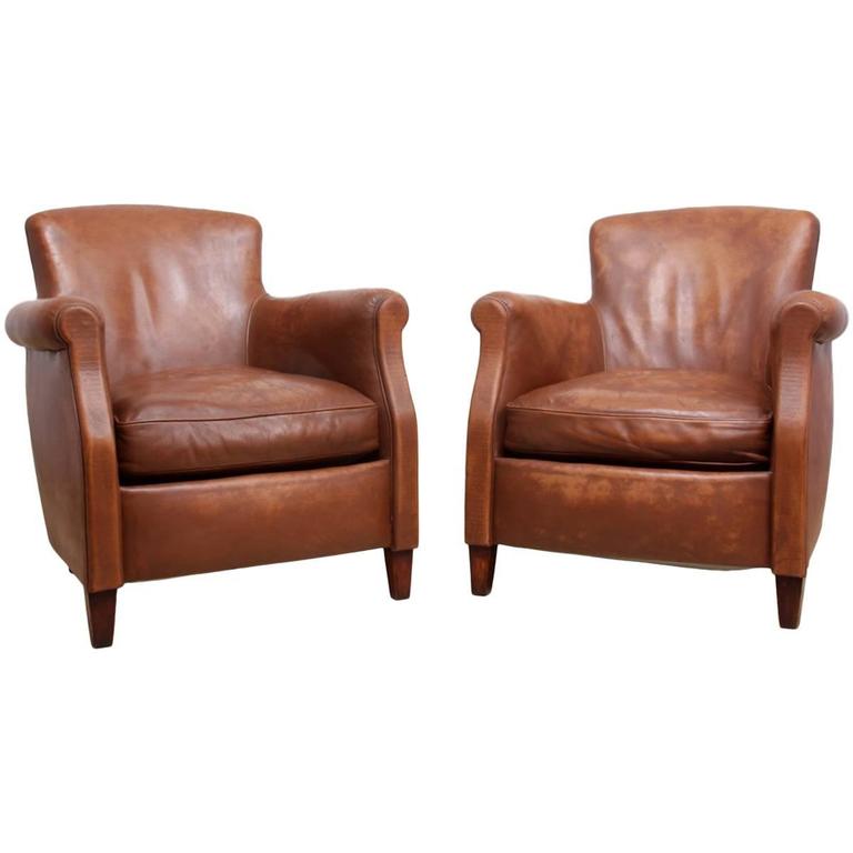 Pair of Small French Club Chairs at 1stDibs