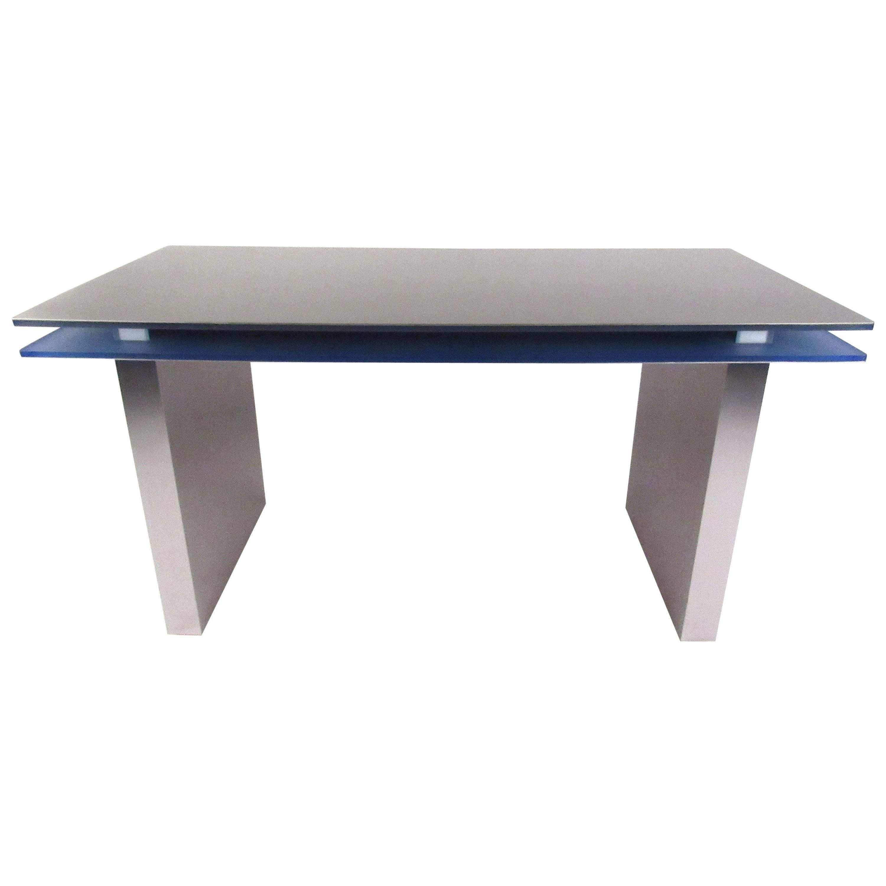 Modern Floating Top Aluminum and Lucite Desk For Sale at 1stDibs