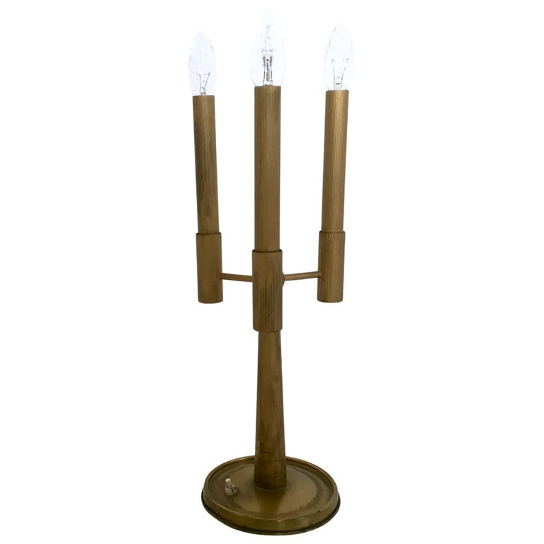 Vintage Three-Arm Brass Table Lamp with a Candelabra Design, Italy For ...