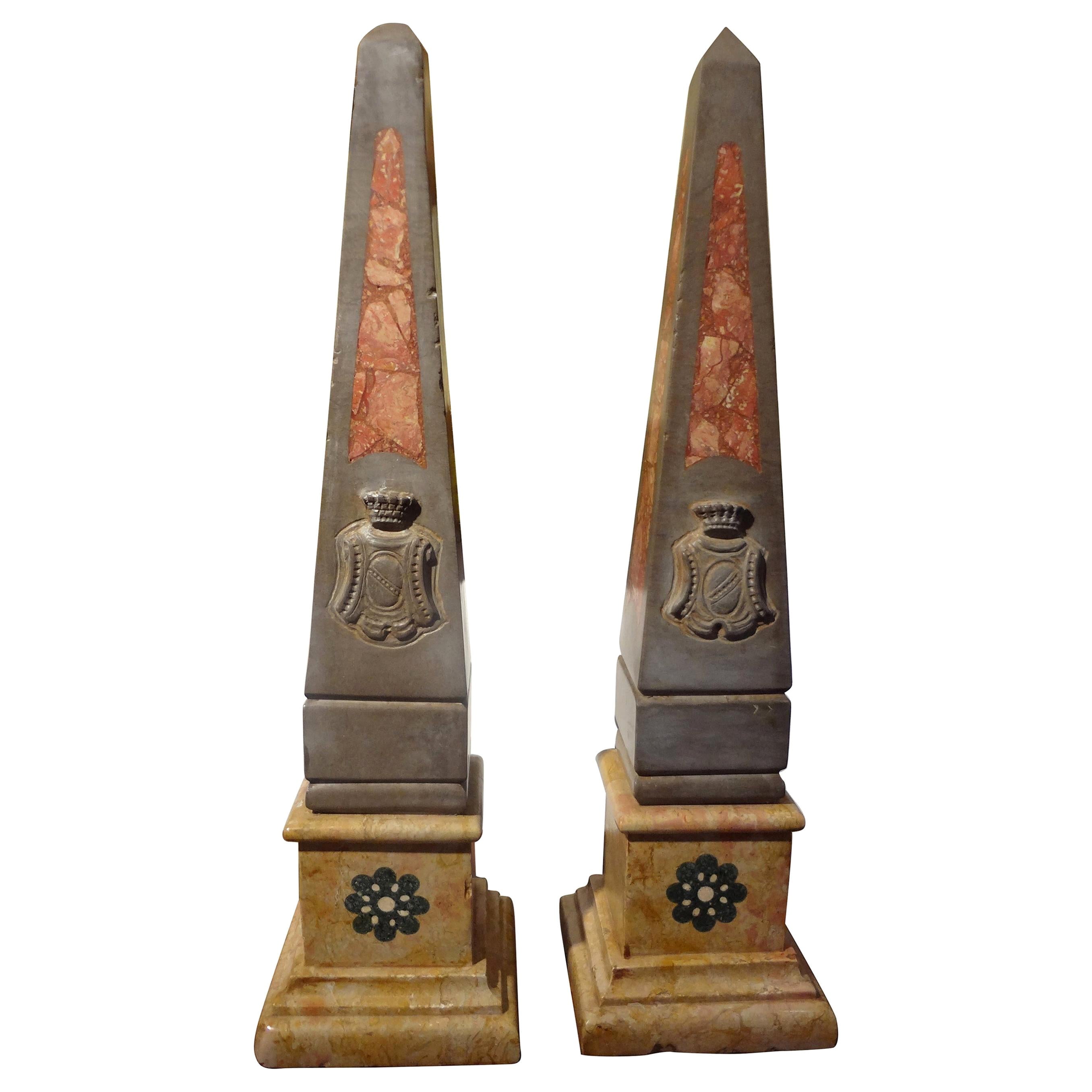 Pair of Staffordshire Pottery Obelisks, Mocha decoration late 18th ...