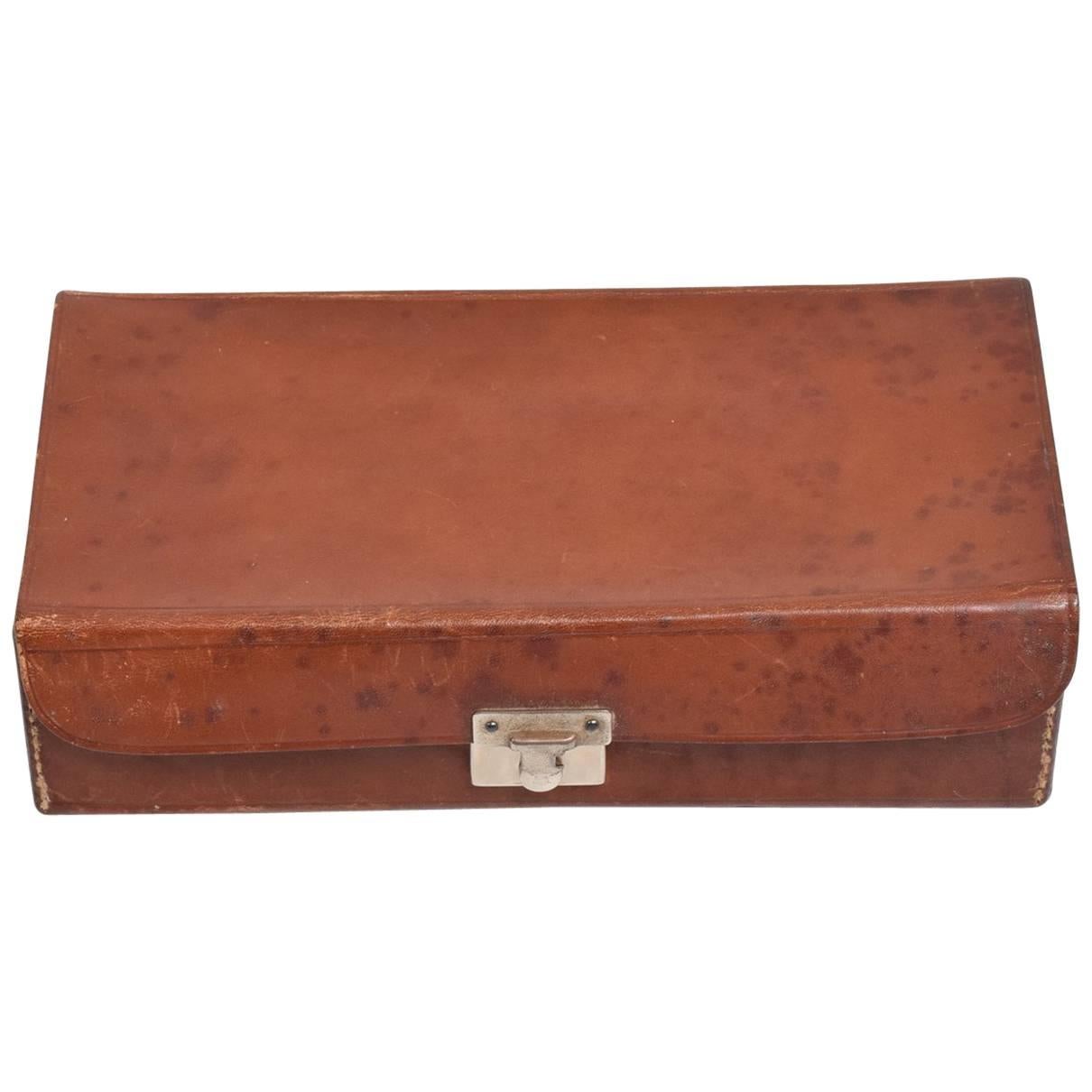 Mid-Century Modern Saddle Leather Box with Lock at 1stDibs | leather ...
