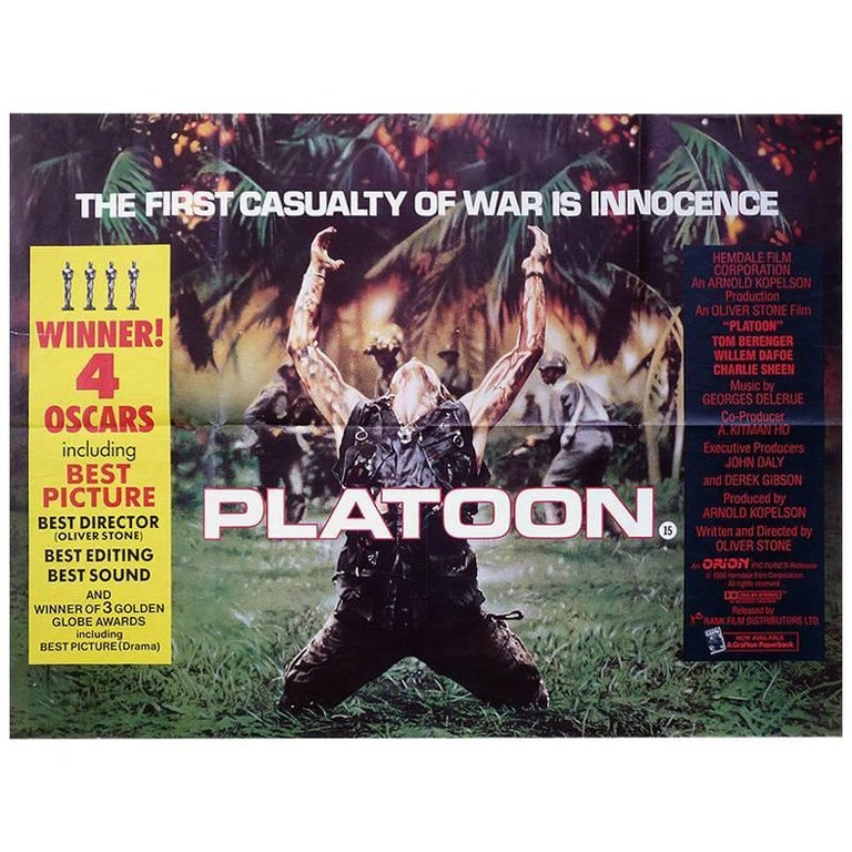 "Platoon" Film Poster, 1986 For Sale at 1stDibs